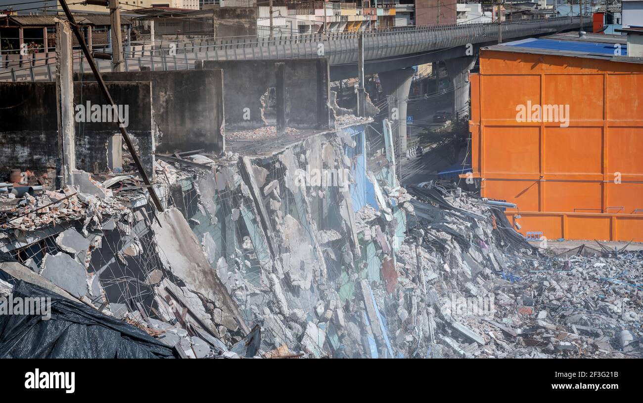 The building under construction in destroyed area and prepare for ...