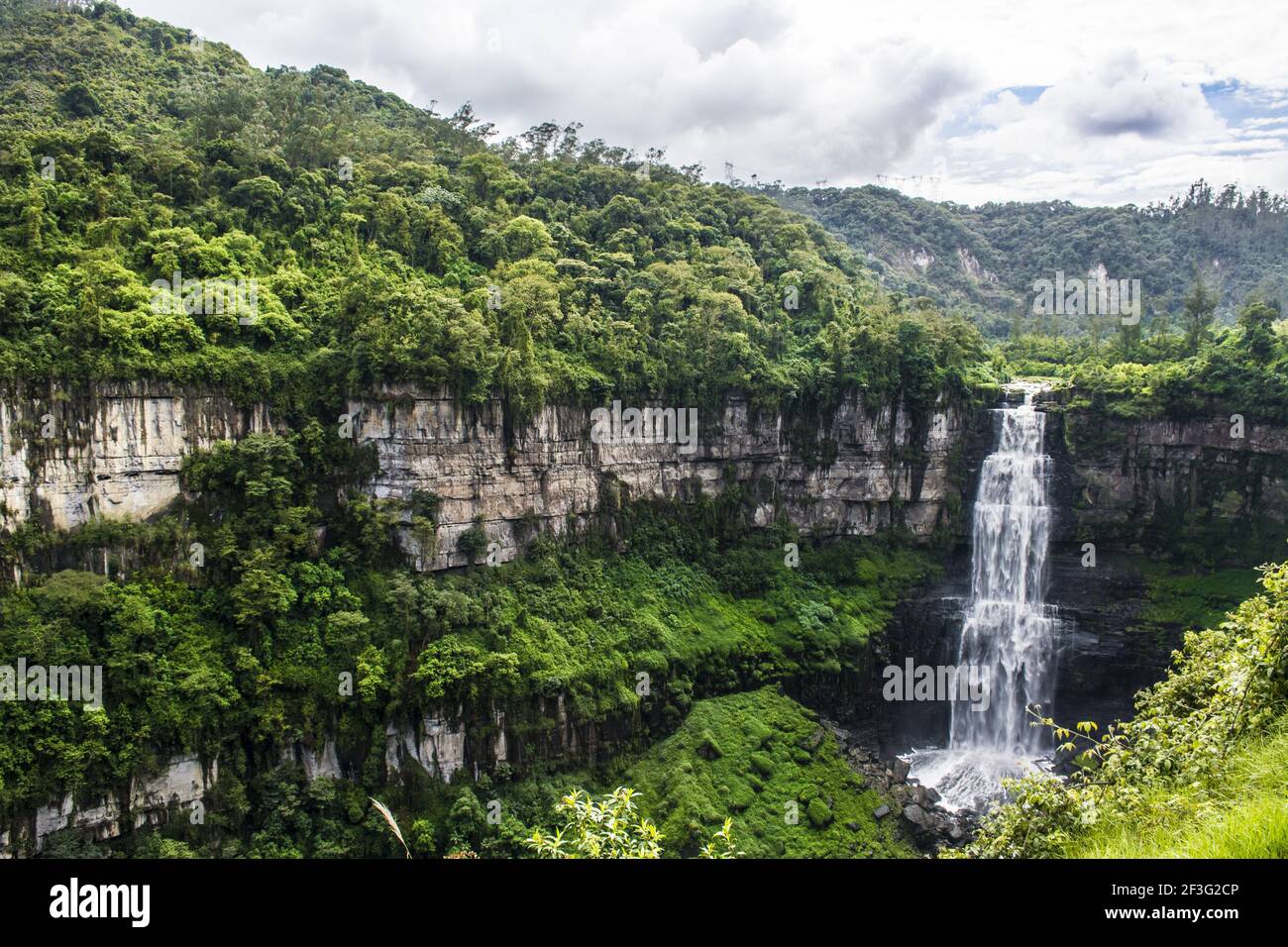 In this Colombian landscape we can see the waterfall named as the ...