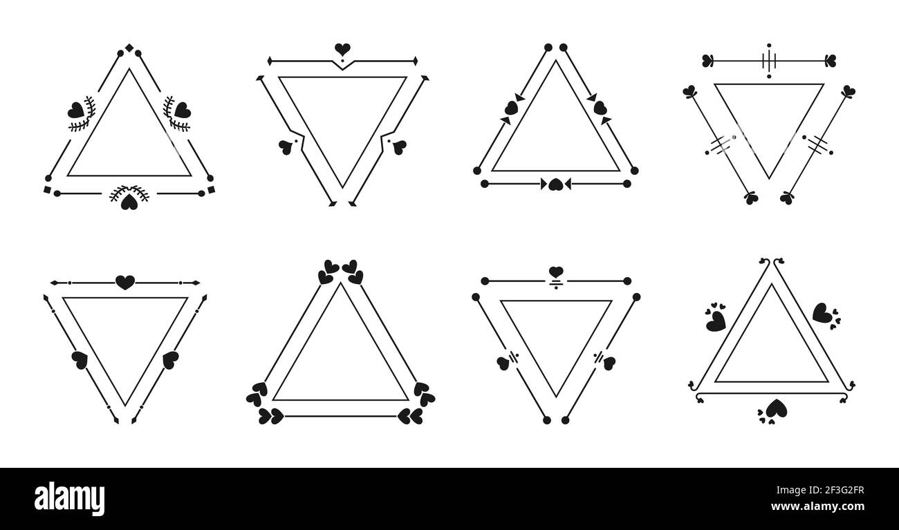 Black tricorn with line frame set. Triangular frames for monograms ...