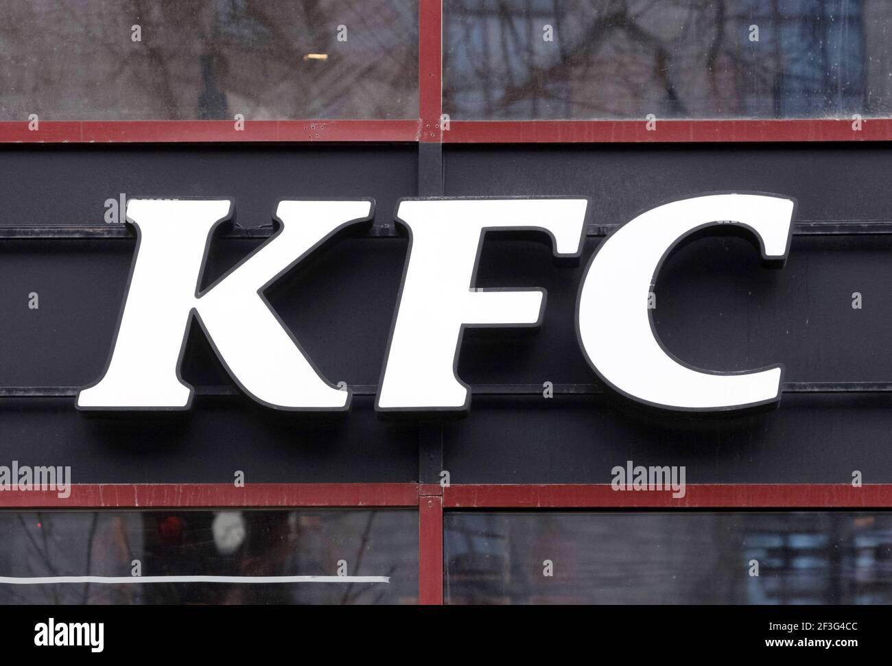 Kiev, Ukraine. 06th Mar, 2021. KFC (Kentucky Fried Chicken) logo of the ...