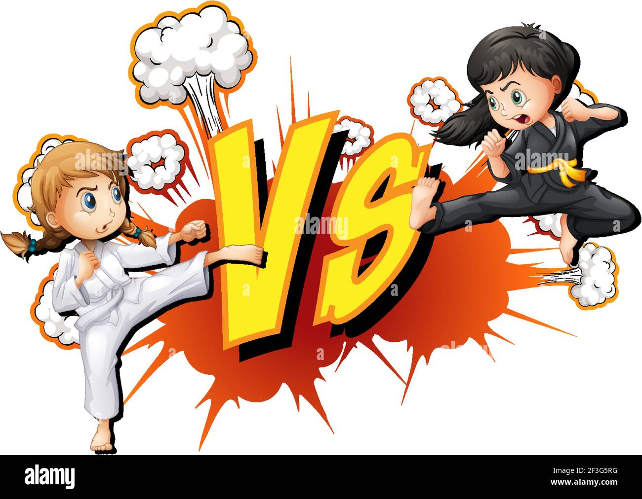Two girls fighting on a white background illustration Stock Vector ...