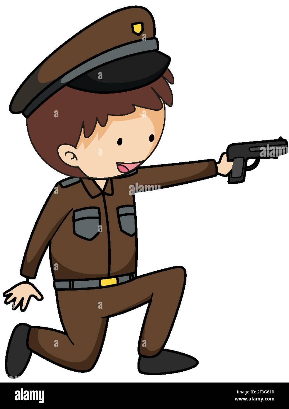 A police man doodle cartoon character isolated illustration Stock ...