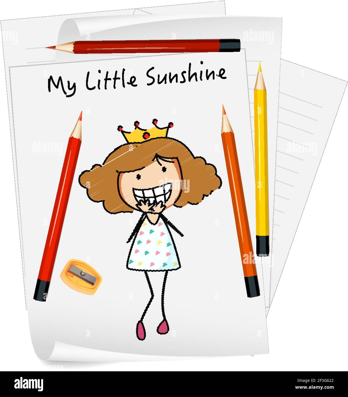Sketch little kids cartoon character on paper isolated illustration ...