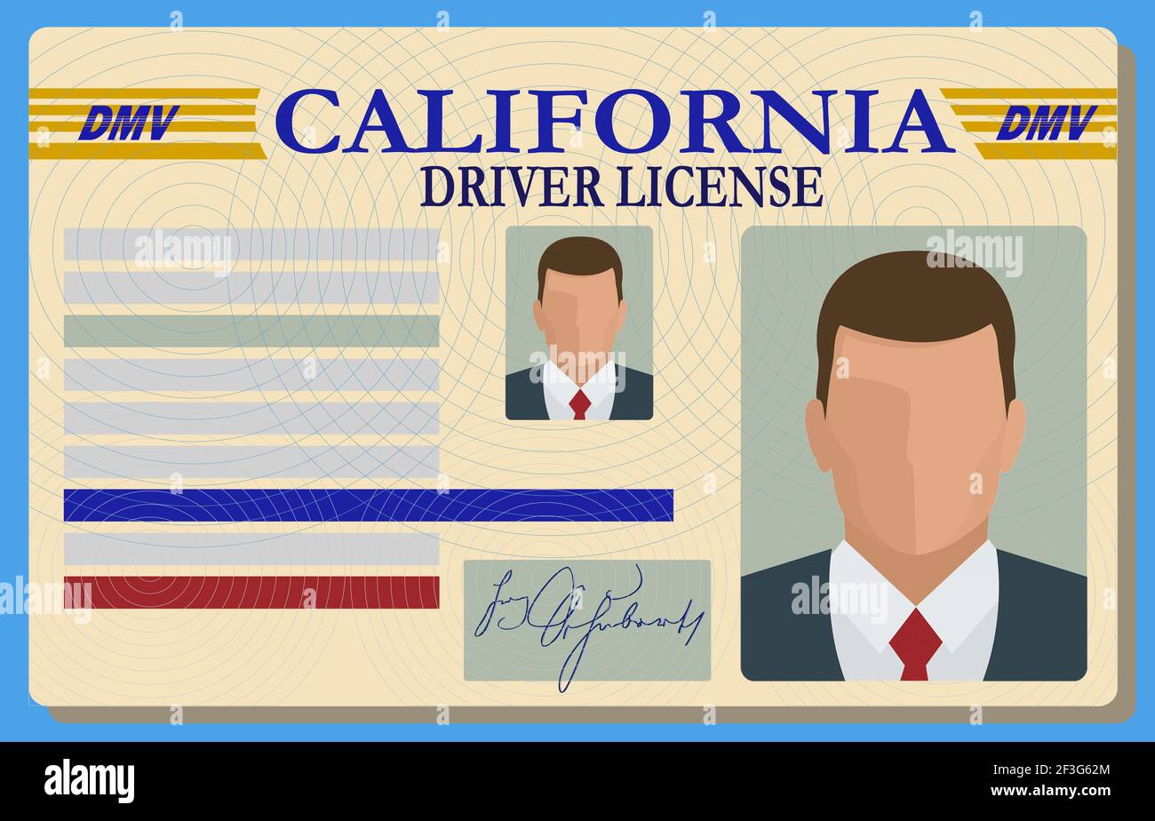 California Driver License filled with generic info Isolated ...