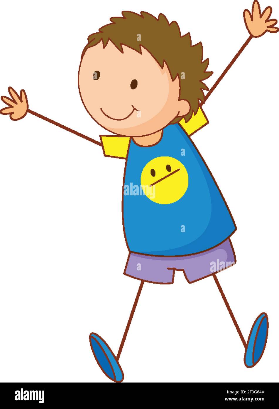 Cute boy cartoon character in hand drawn doodle style isolated ...