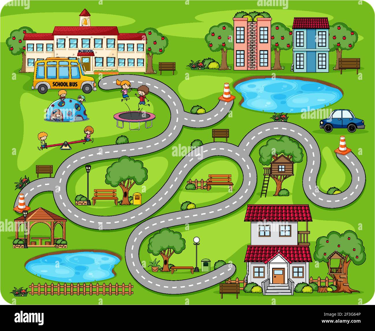 Cute cartoon maze game template illustration Stock Vector Image & Art ...