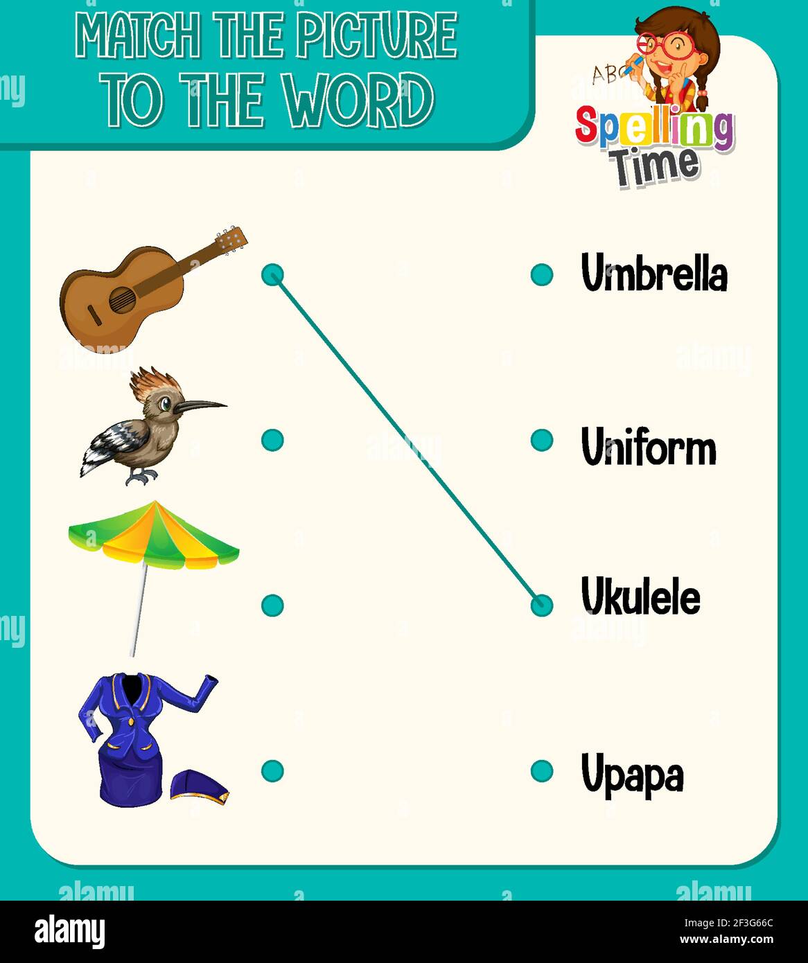 Match the picture to the word worksheet for children illustration Stock ...