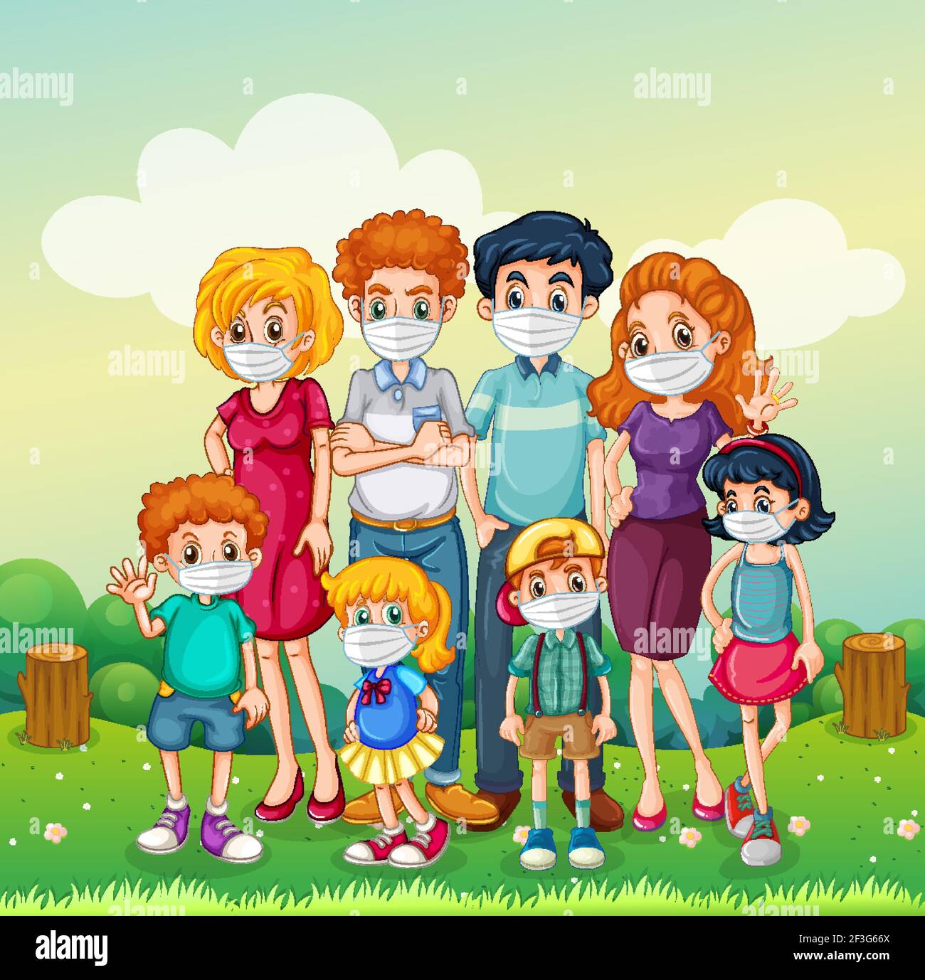 Cartoon Family Of 7