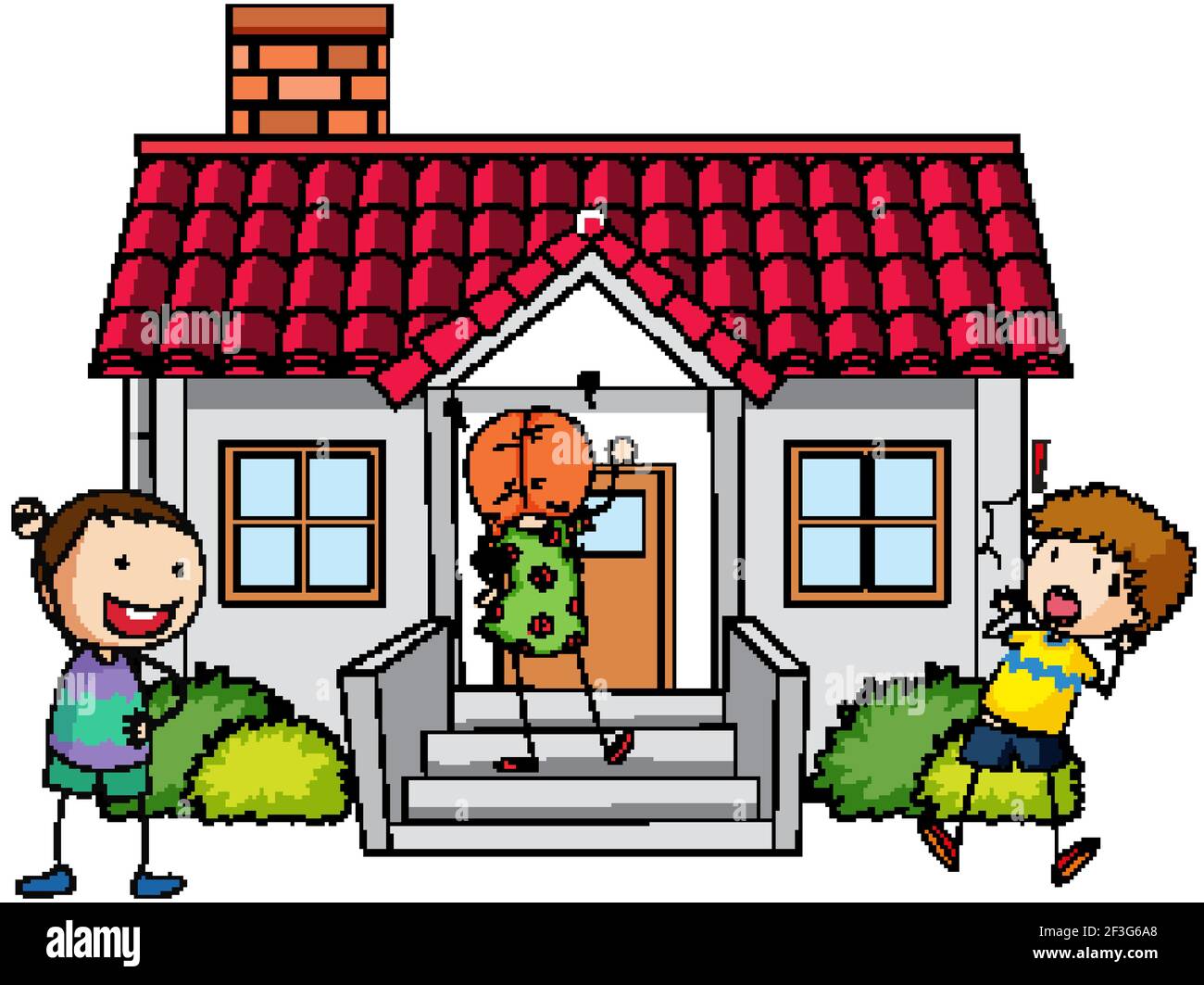 Many kids doing different activities around the house illustration ...
