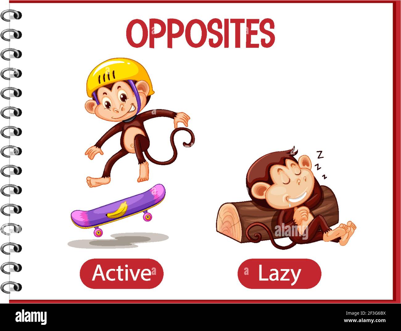 Opposite words with active and lazy illustration Stock Vector Image ...
