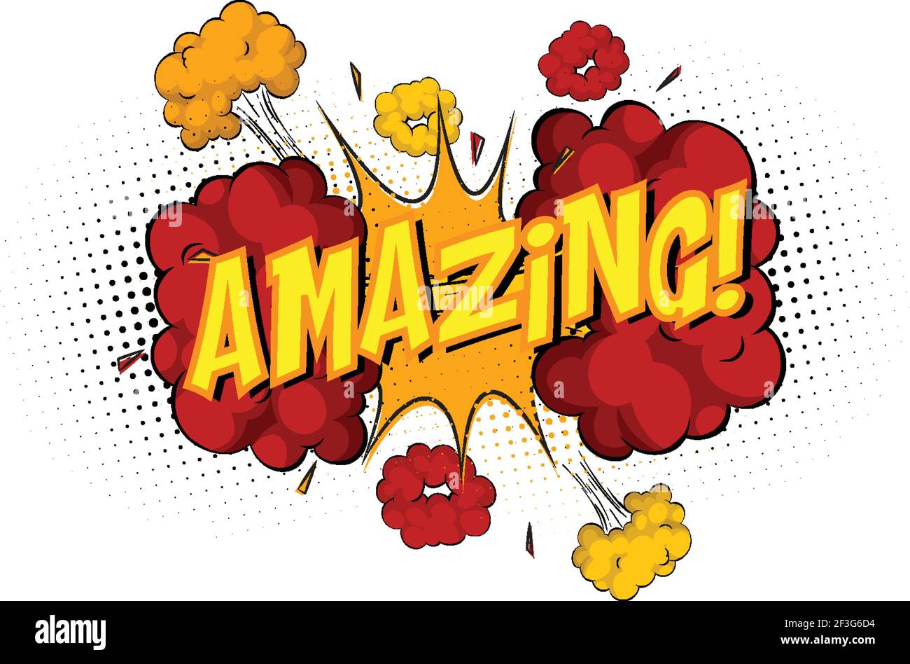 Word Amazing on comic cloud explosion background illustration Stock ...