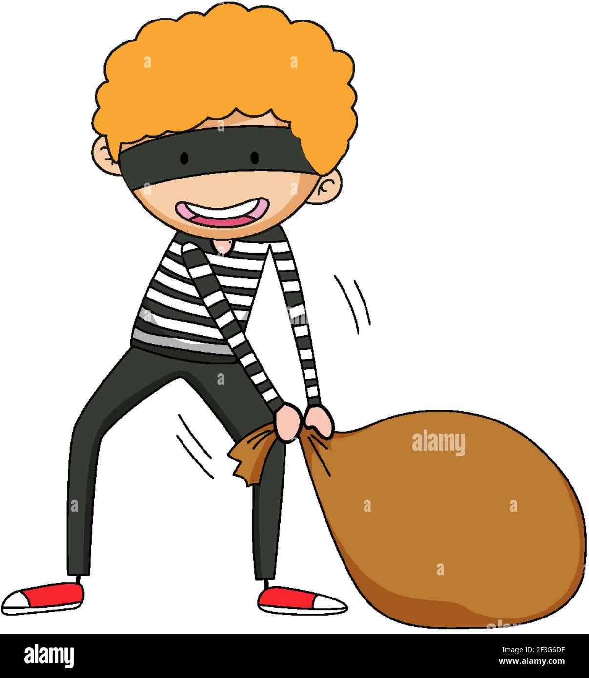 A thief doodle cartoon character isolated illustration Stock Vector ...