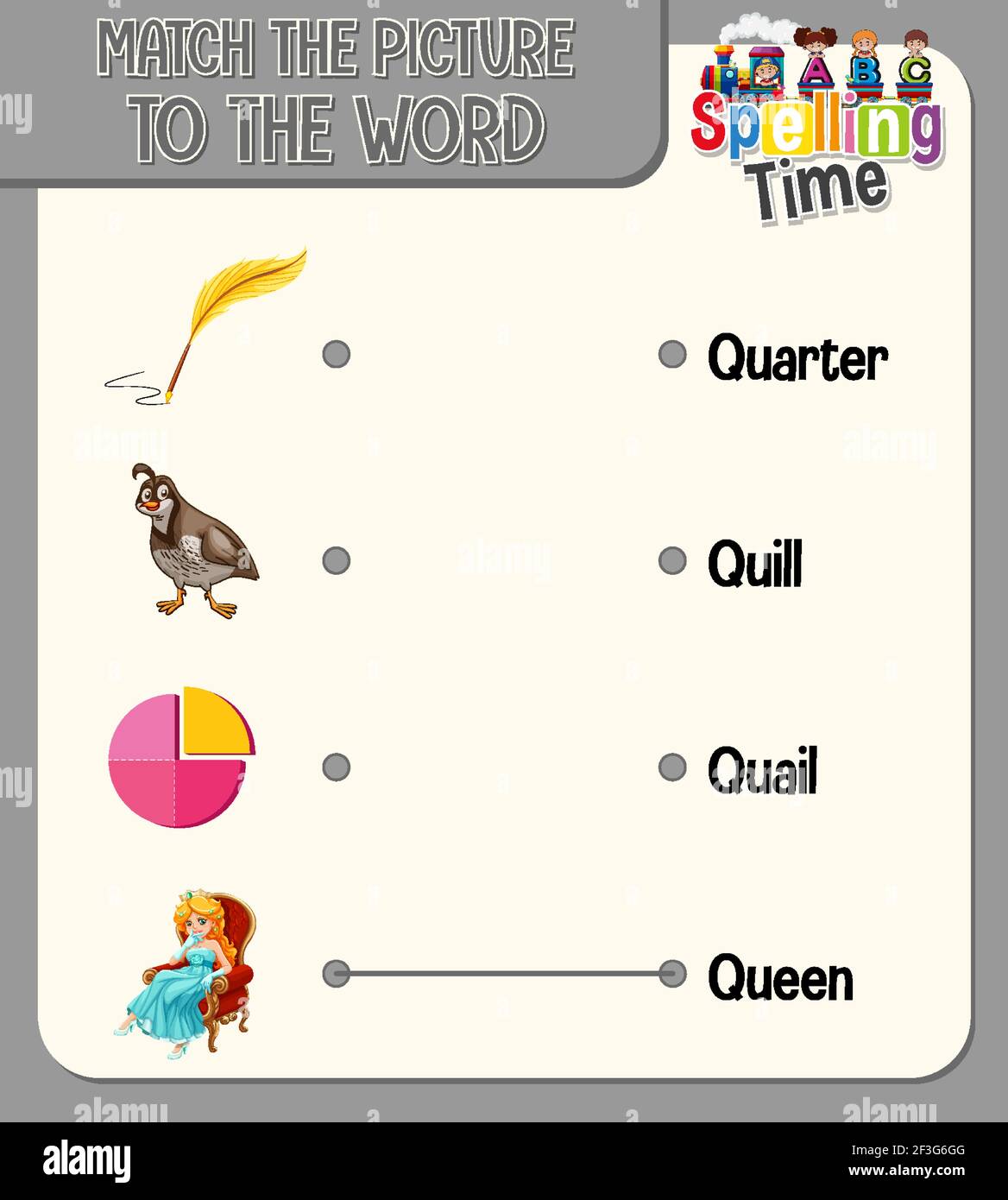 Word to picture matching worksheet for children illustration Stock ...