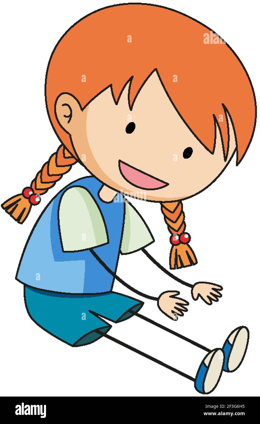 Cute girl doodle cartoon character isolated illustration Stock Vector ...