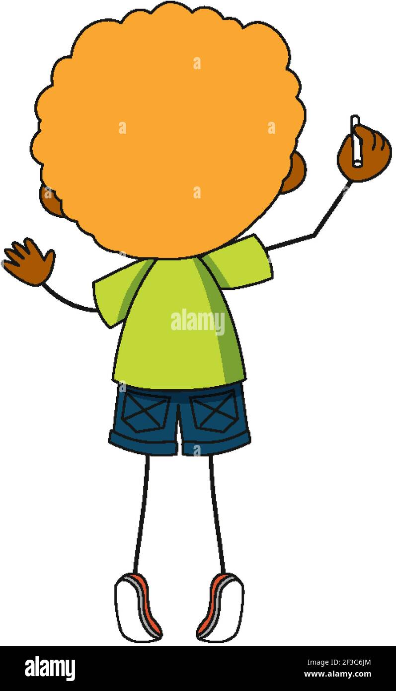 Back view of a girl cartoon character isolated illustration Stock ...
