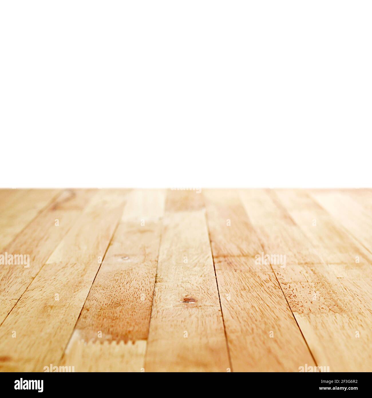 Wood table top on white background - can be used for montage or display ...