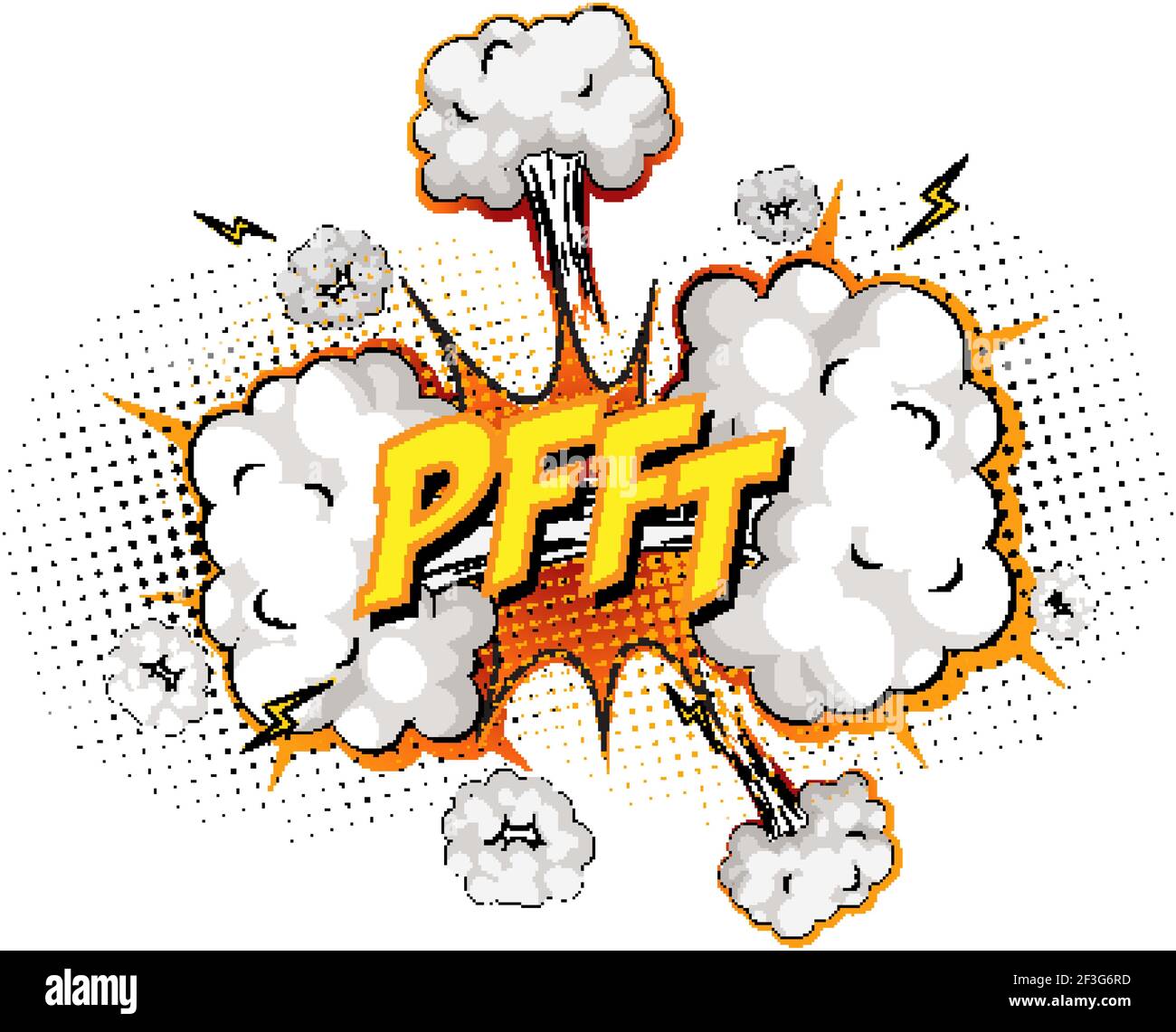 PFFT text on comic cloud explosion isolated on white background ...