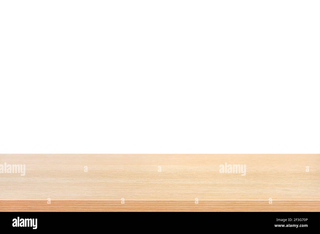 Wood table top on white background - can be used for display or montage ...