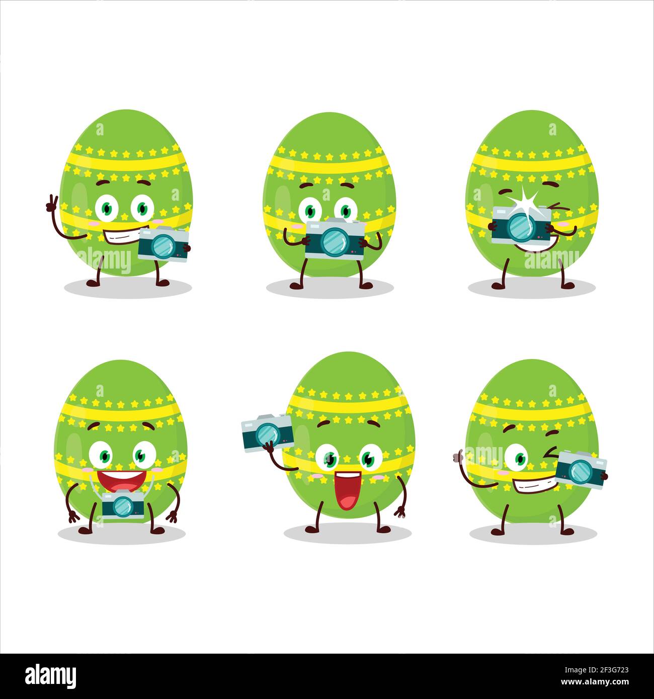 Photographer profession emoticon with light green easter egg cartoon ...