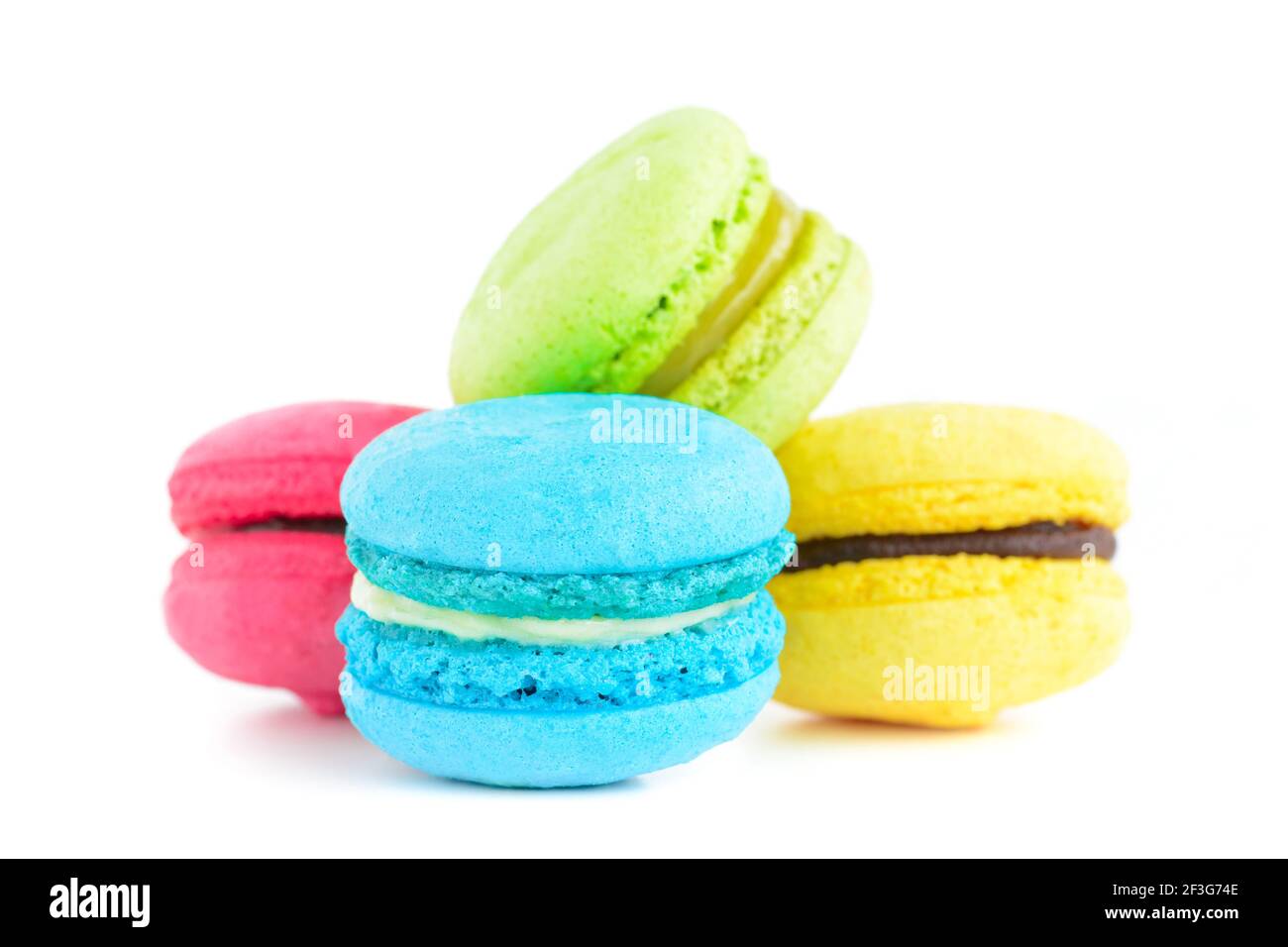 Colorful macarons, French sweet, isolated on white background Stock ...