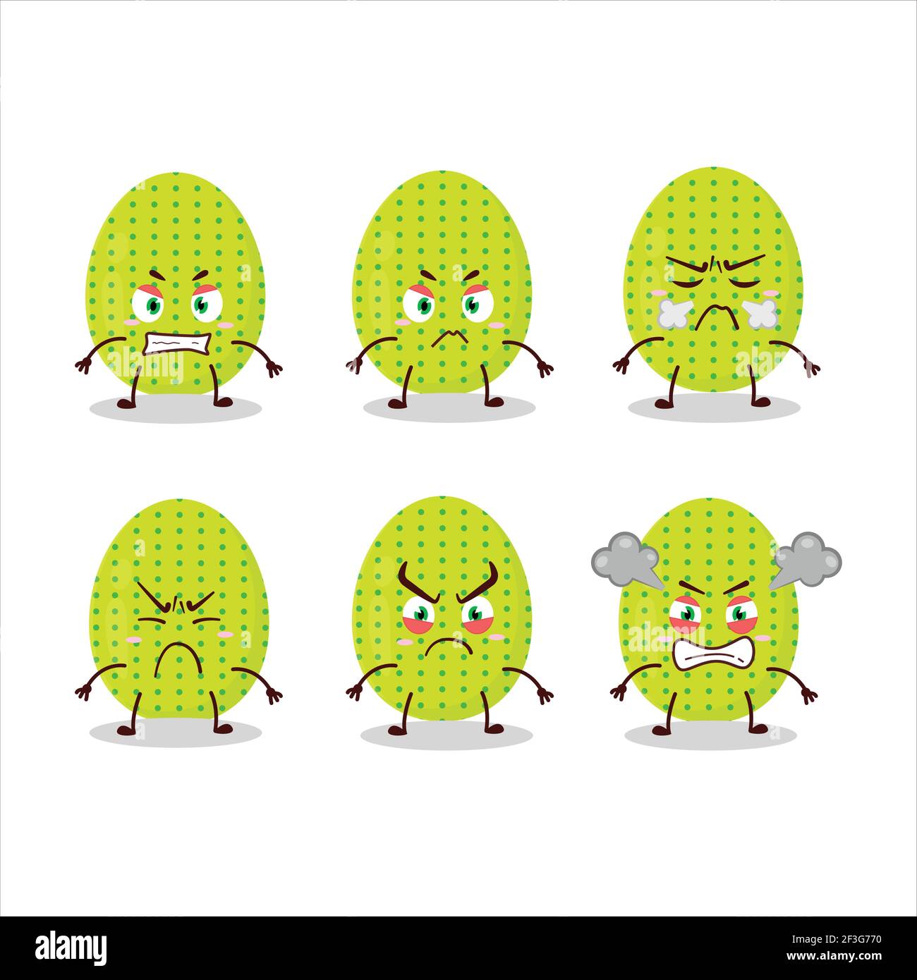 Lime easter egg cartoon character with various angry expressions ...