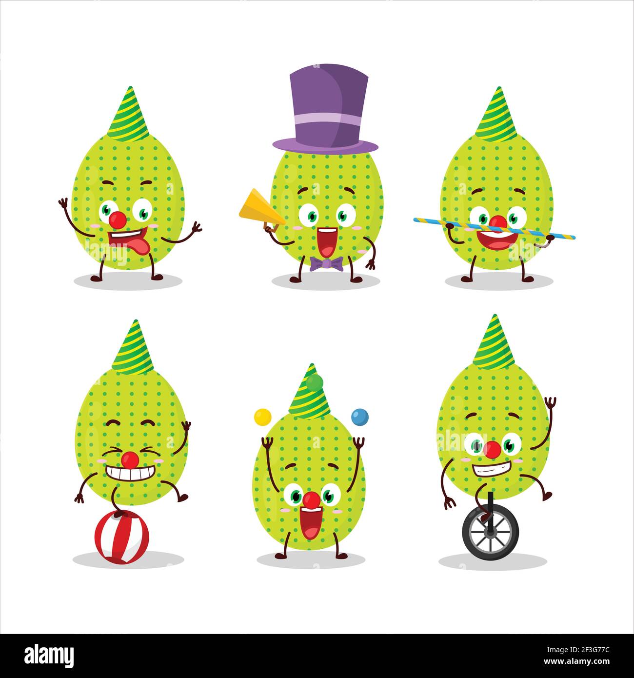 Cartoon character of lime easter egg with various circus shows. Vector ...