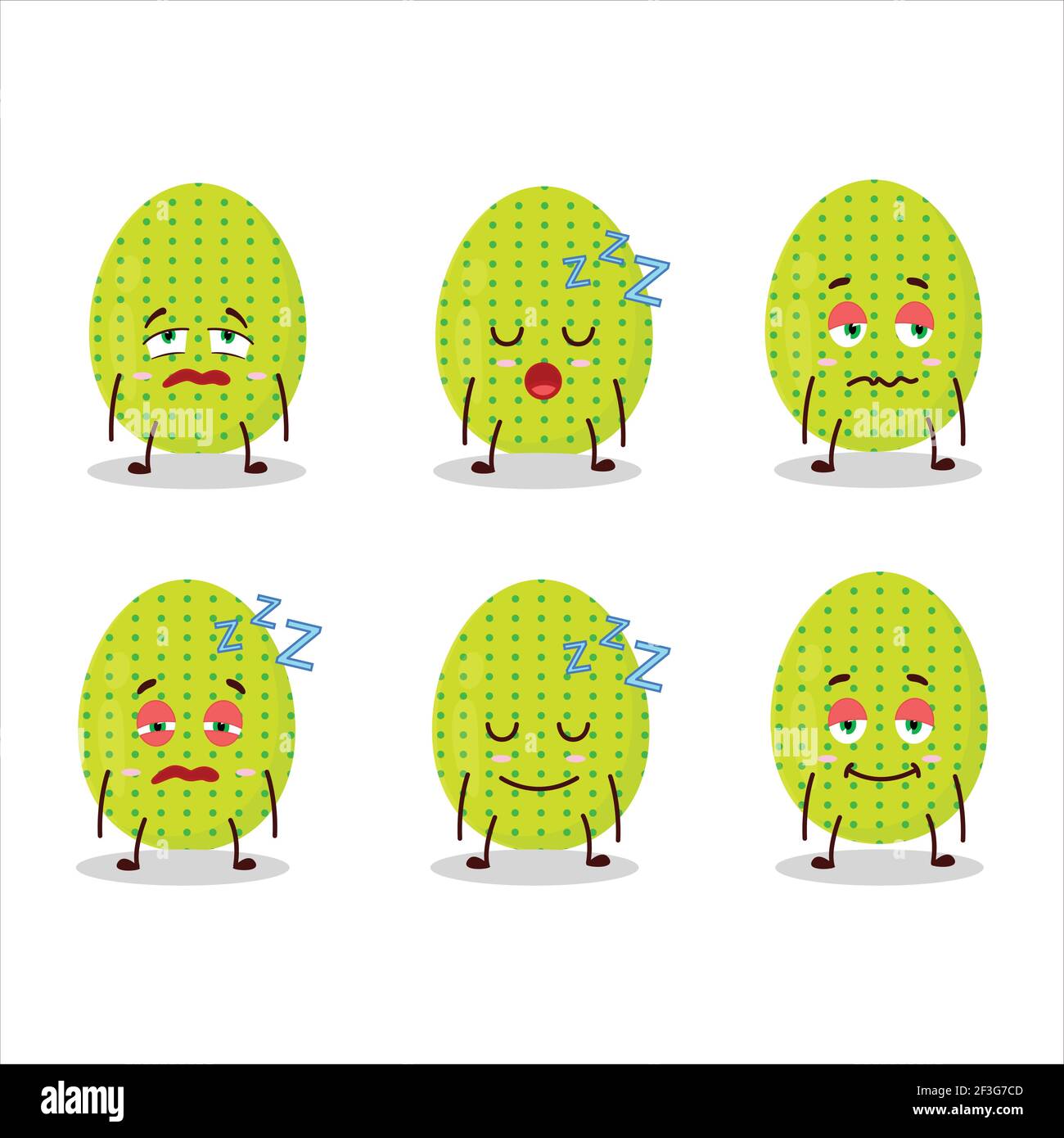 Cartoon character of lime easter egg with sleepy expression. Vector ...