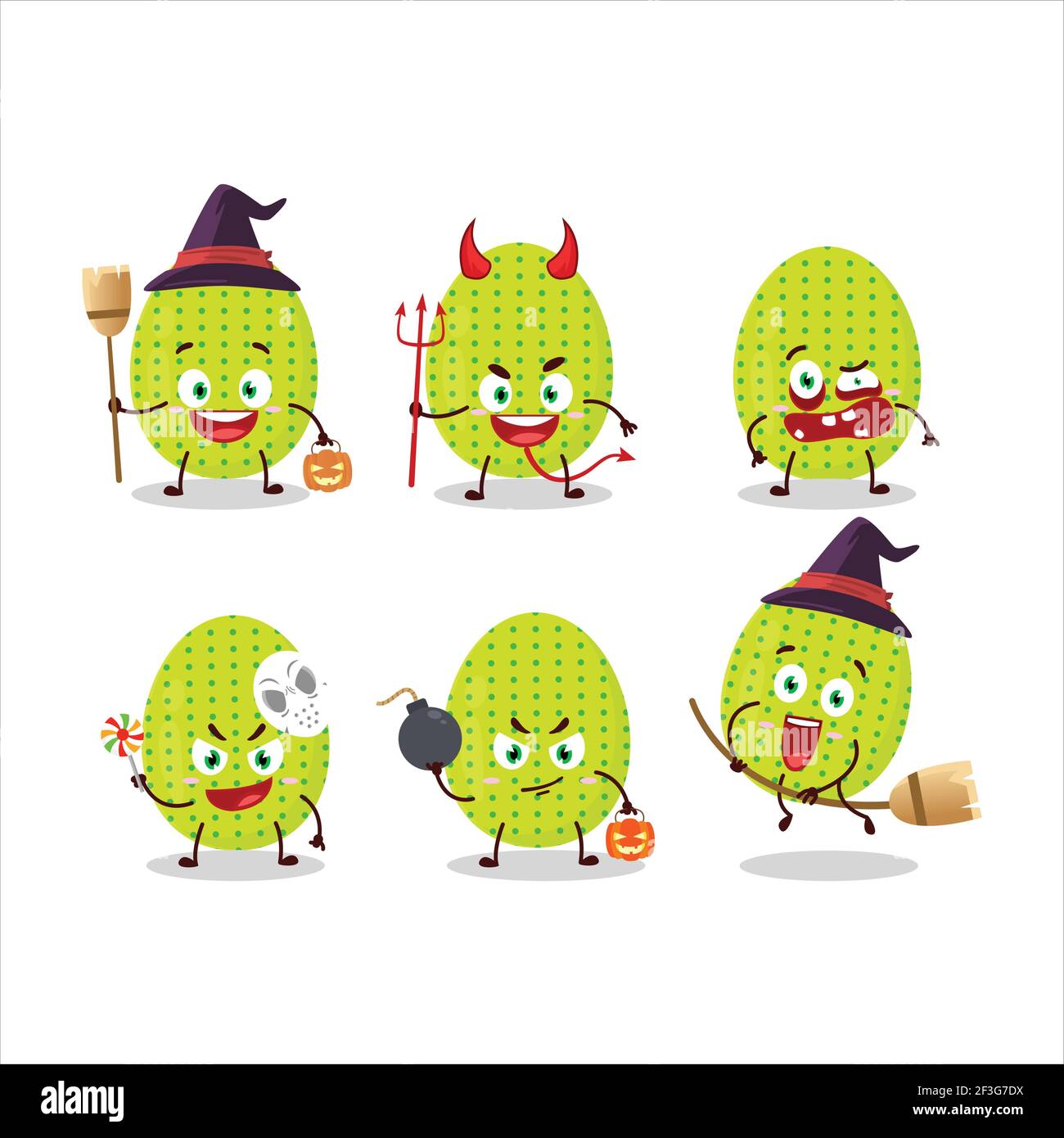 Halloween expression emoticons with cartoon character of lime easter ...