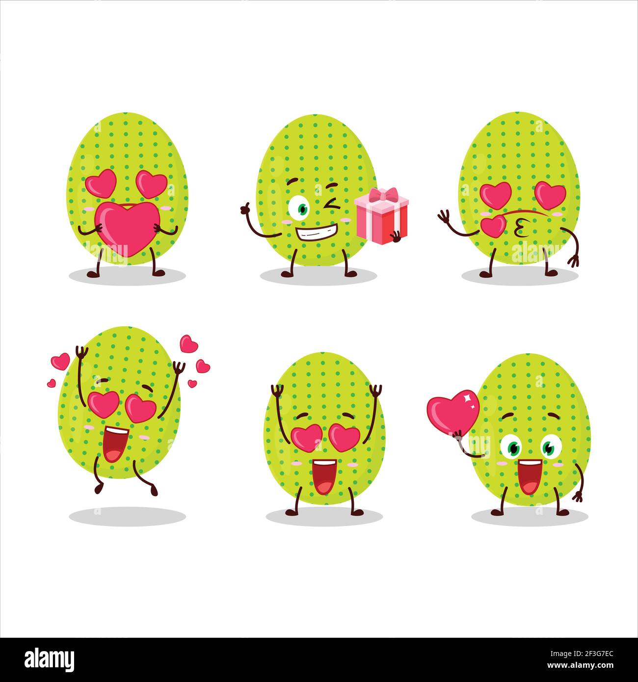 Lime easter egg cartoon character with love cute emoticon. Vector ...