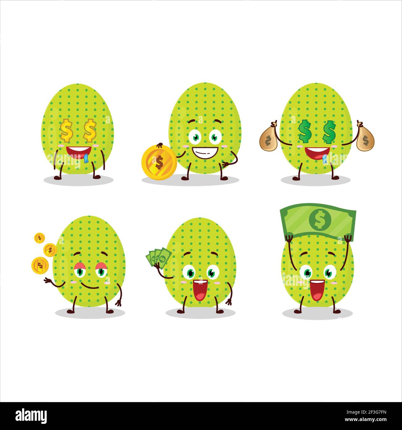 Lime easter egg cartoon character with cute emoticon bring money ...