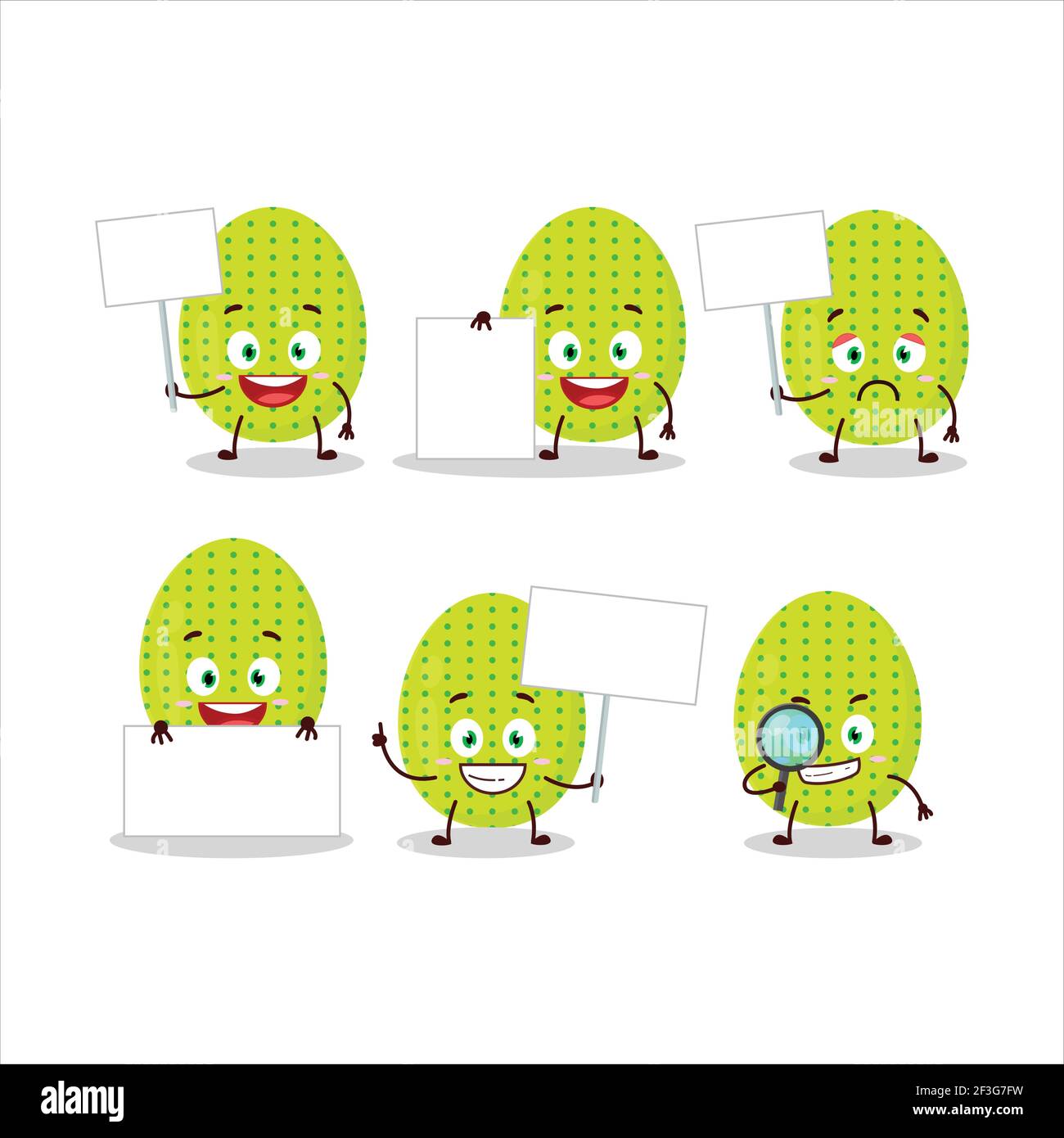 Lime easter egg cartoon character bring information board. Vector ...