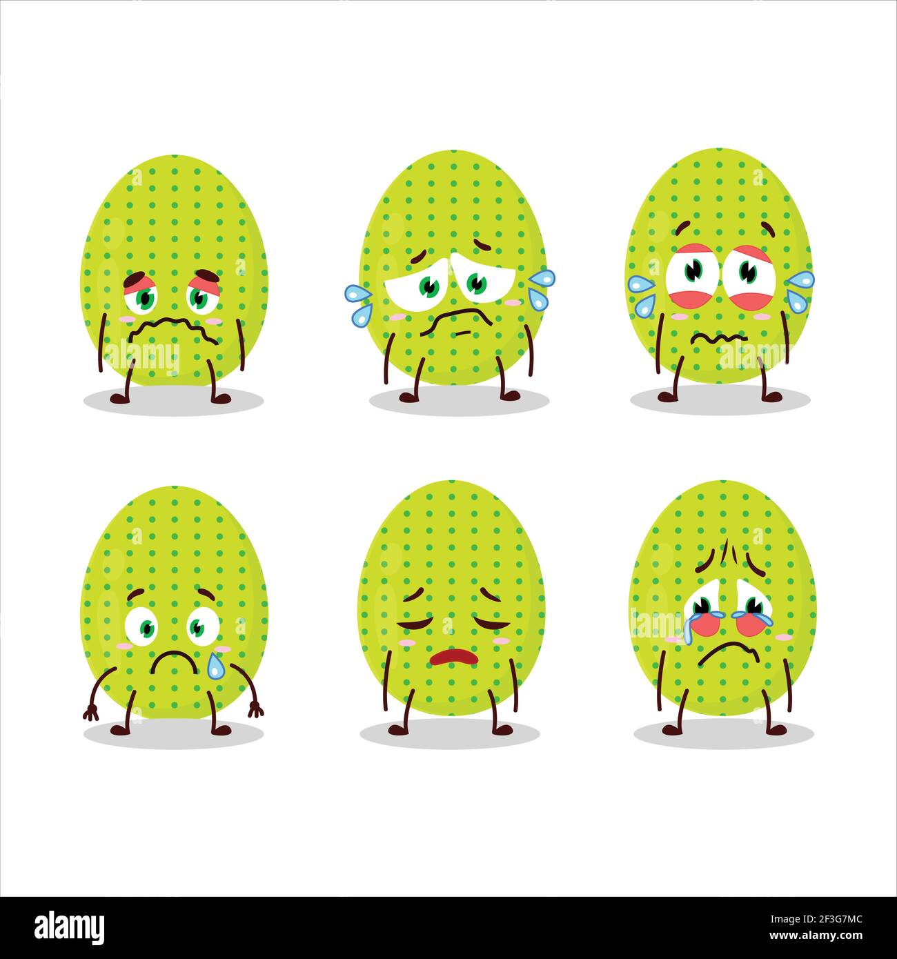 Lime easter egg cartoon character with sad expression. Vector ...