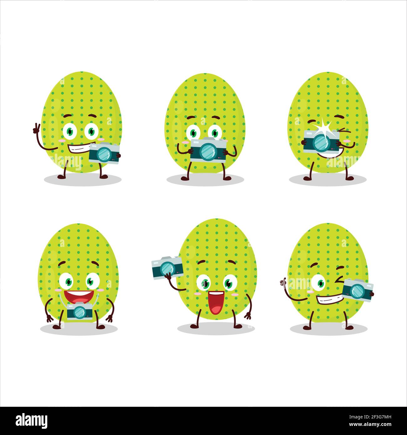 Photographer profession emoticon with lime easter egg cartoon character ...