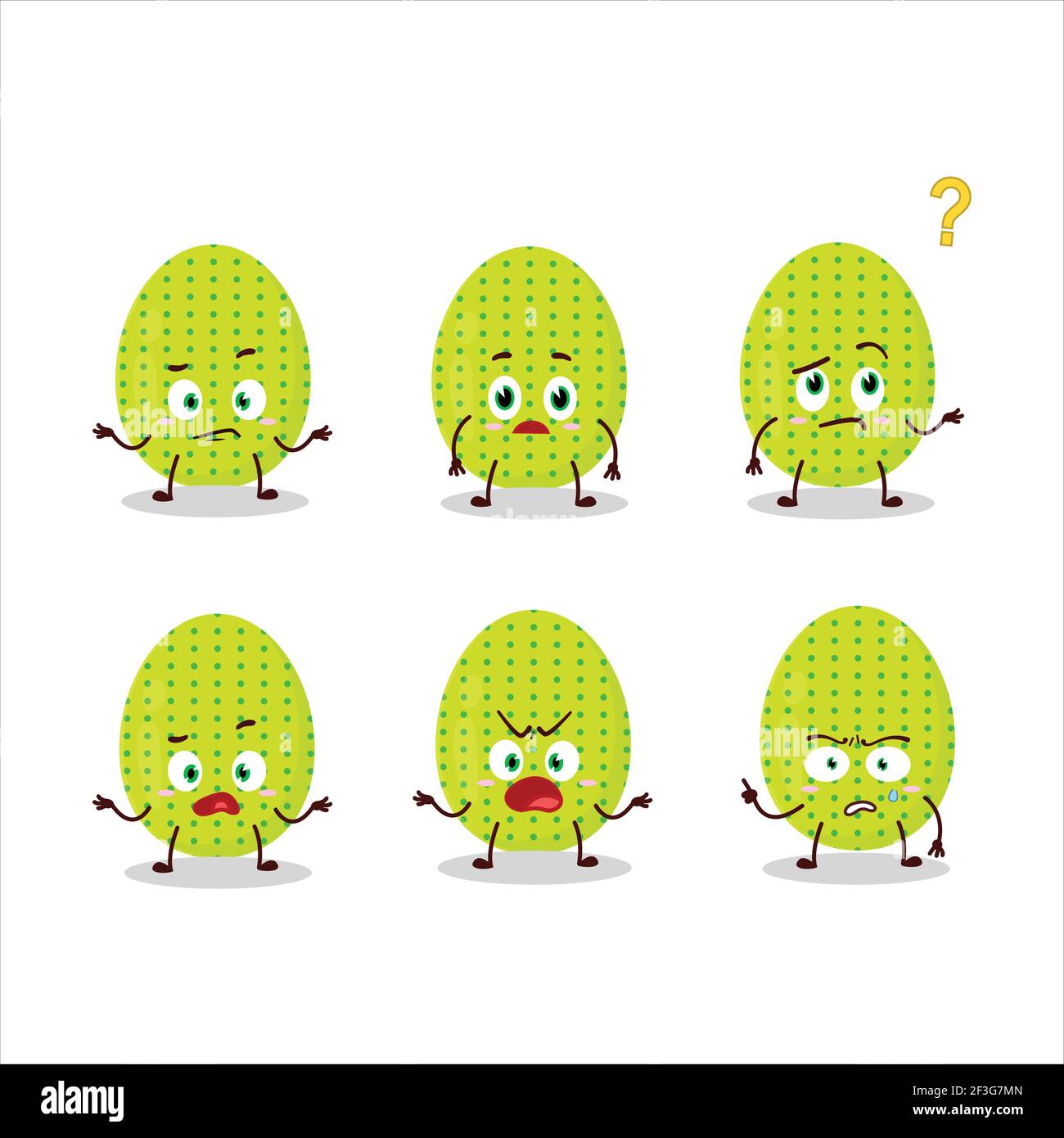 Cartoon character of lime easter egg with what expression. Vector ...