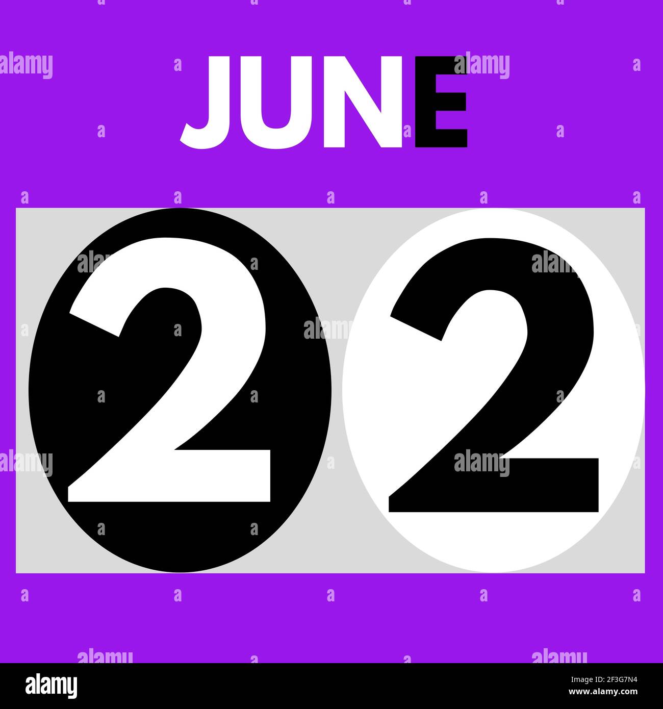 June 22 . Modern daily calendar icon .date ,day, month .calendar for ...