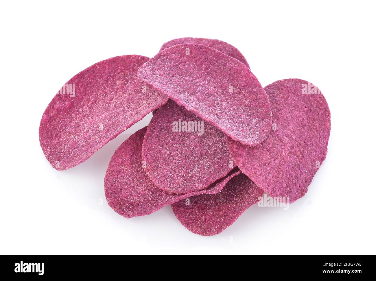 Purple sweet potato chips isolated on white background Stock Photo - Alamy