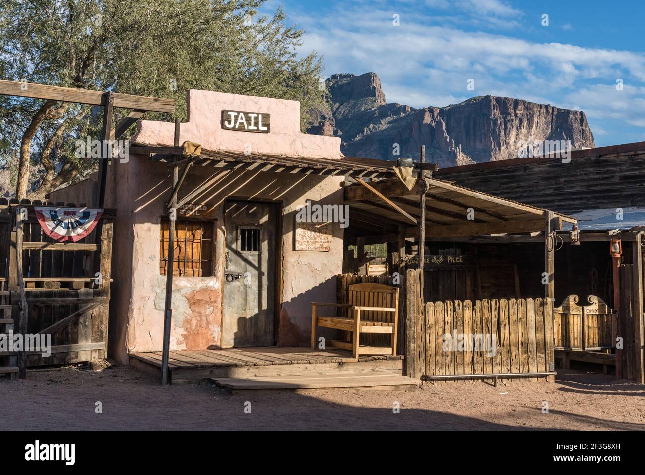 The old jail on Main Street in the old mining ghost town of Goldfield ...