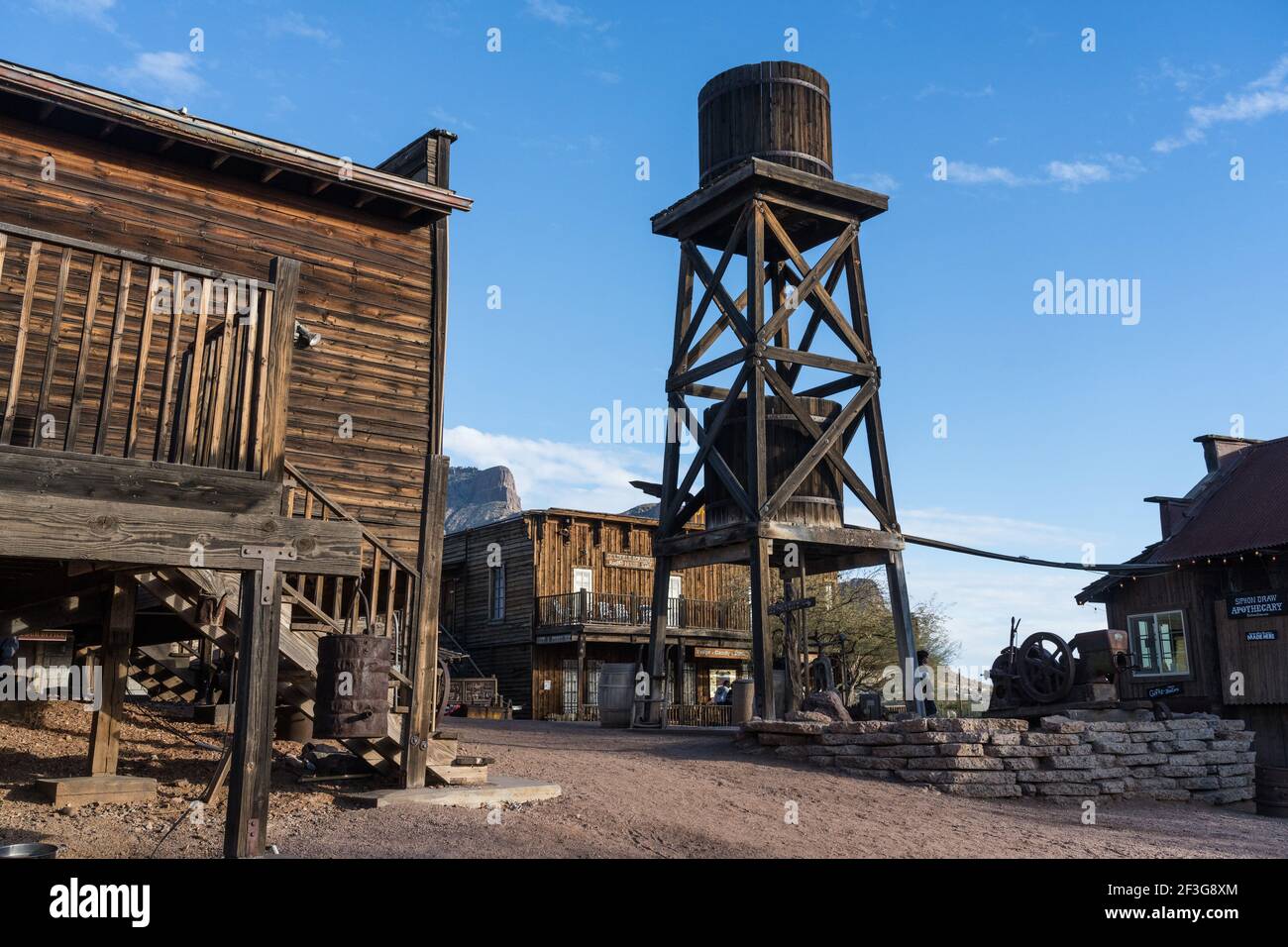 The old wooden water tower supplied the water for the old mining ghost ...