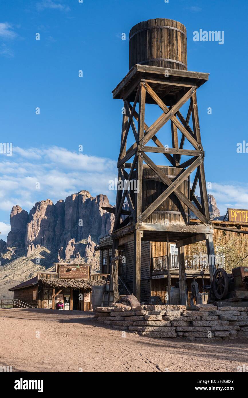 The old wooden water tower supplied the water for the old mining ghost ...
