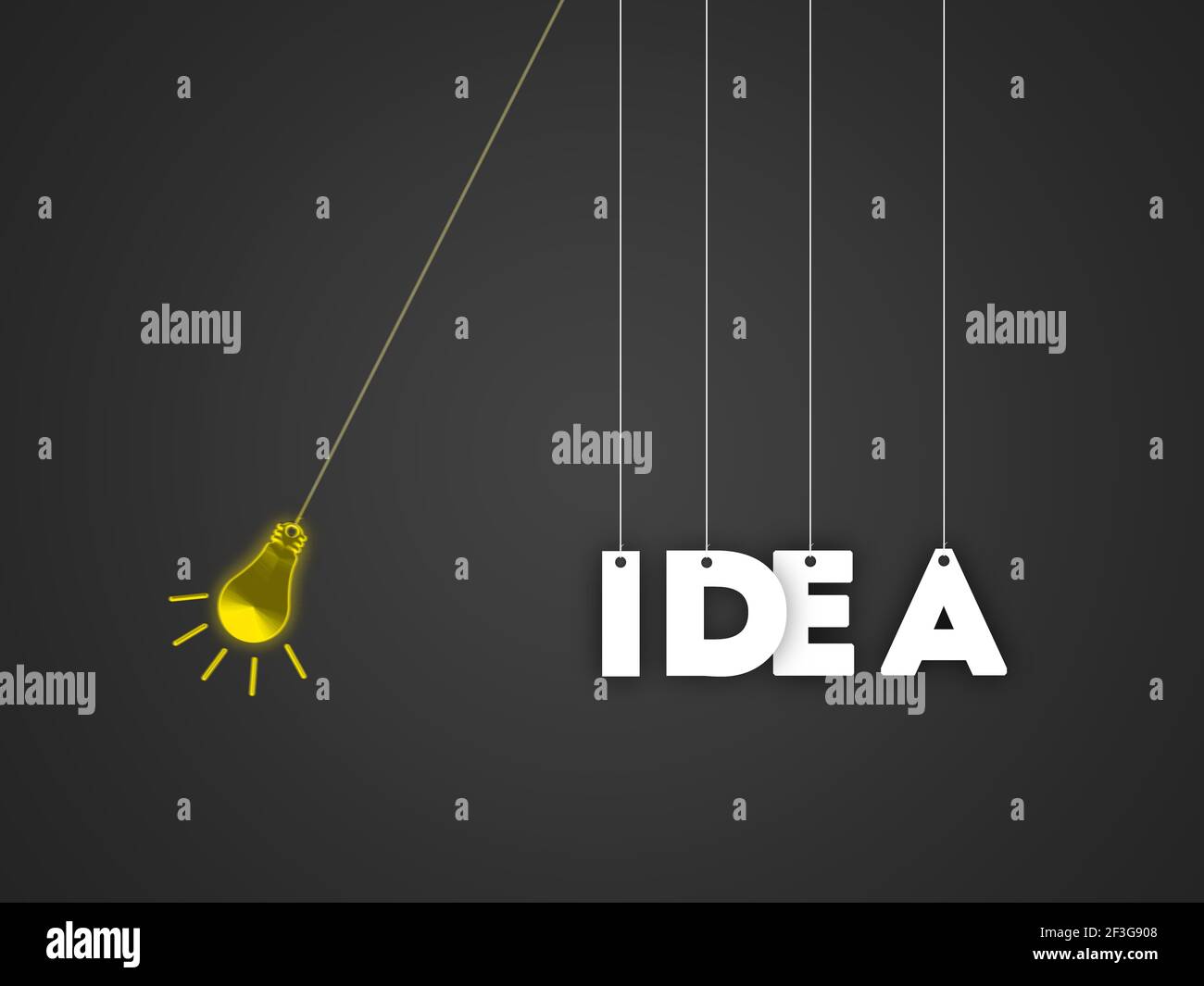 Newton cradle Idea creative concept. hanging bulb with idea term ...