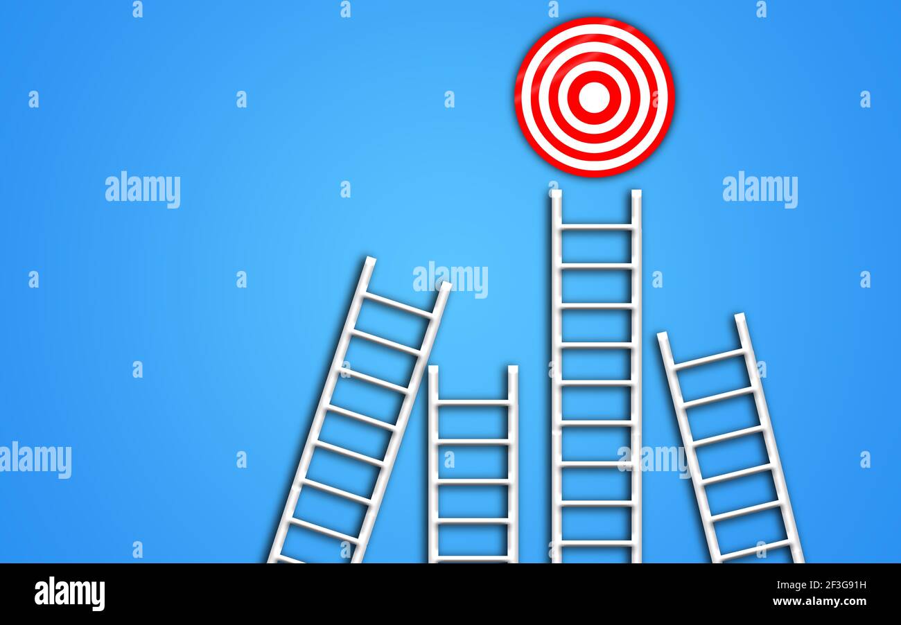 Aggressive Competition ladder and business target concept. powerful ...