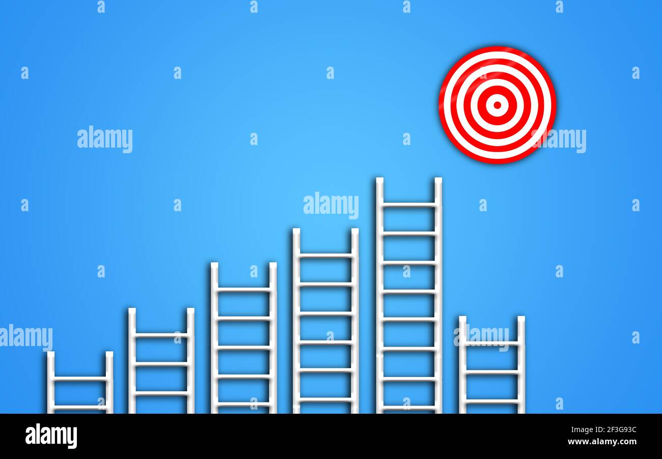 Giving Up in the last step or path. ladder and business target concept ...