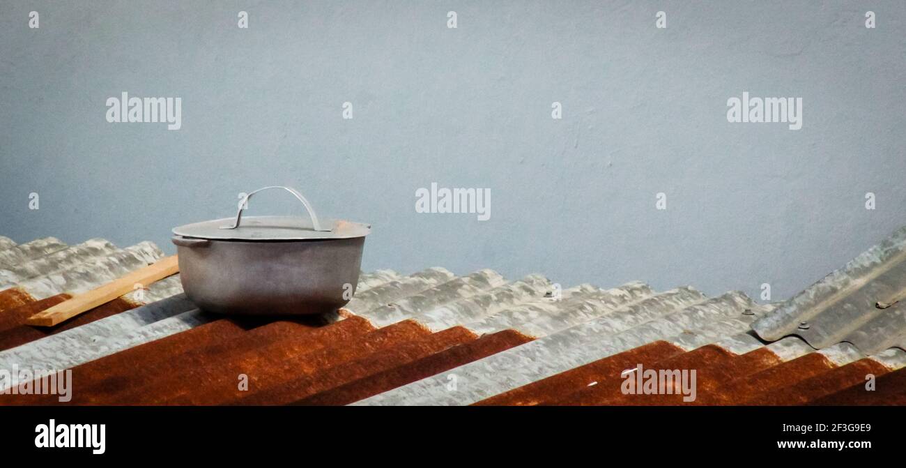 Iron Pot on a Roof Stock Photo - Alamy