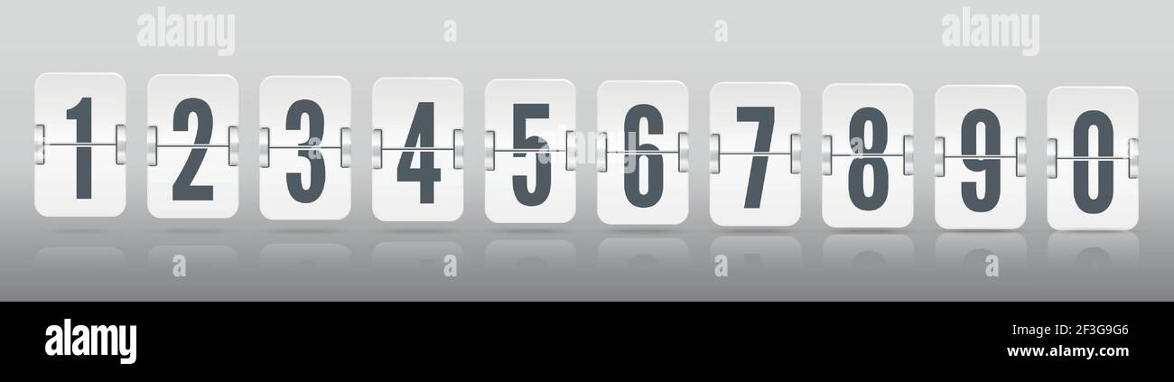 One Line Vector Numeric Template For Time Design Set Of Flip