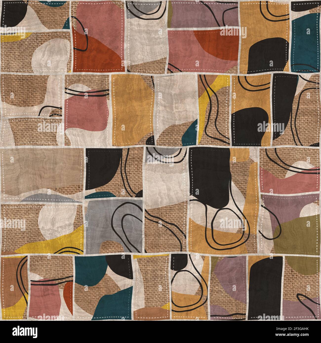 Seamless patchwork collage mix quilt pattern print Stock Photo - Alamy