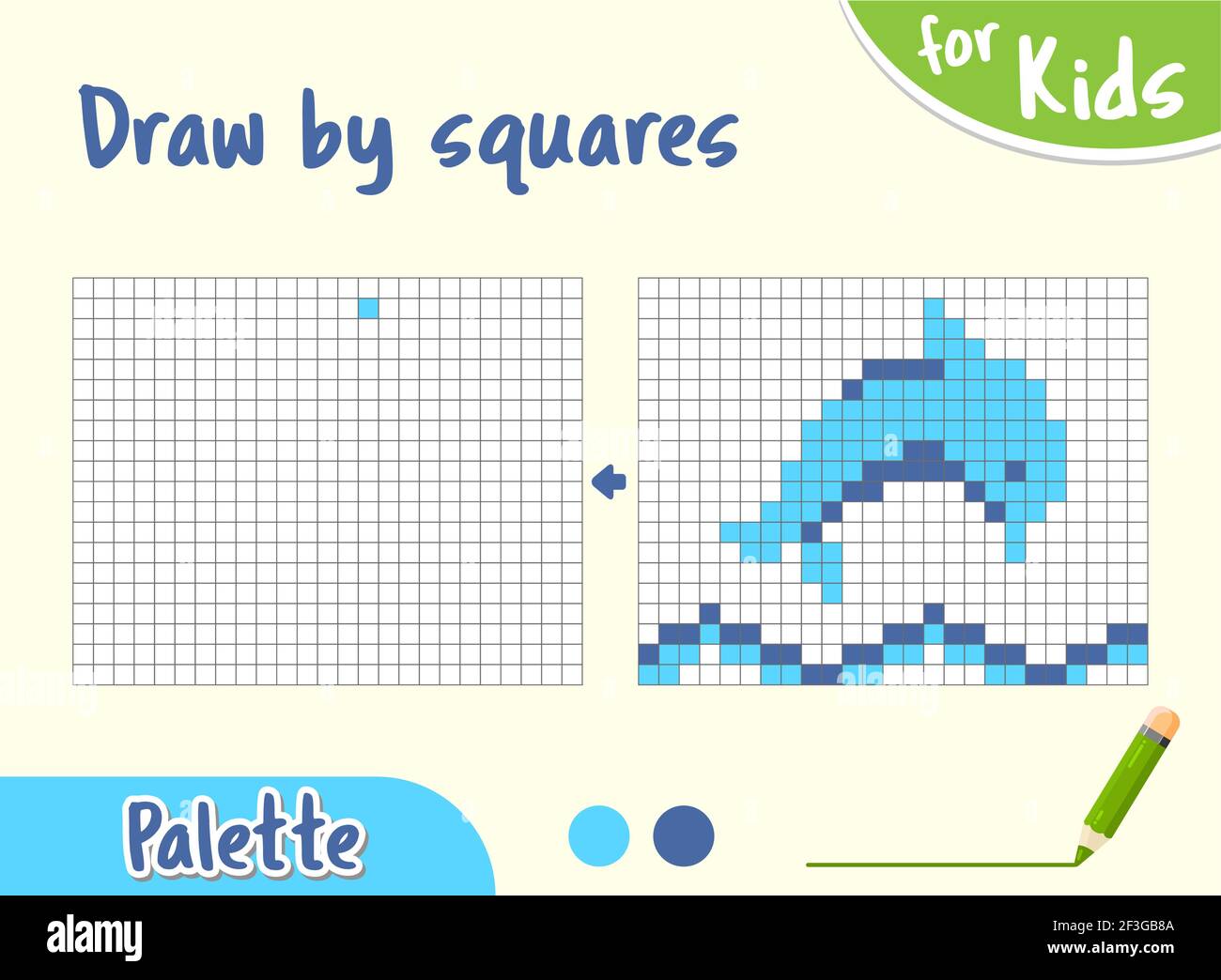 Copy the picture, pixel art. Game for small children draw an dolphin by ...