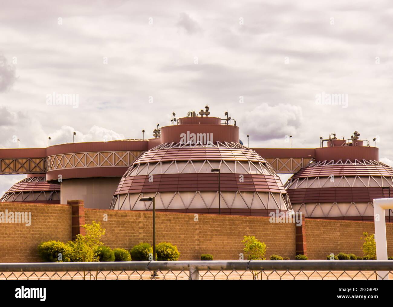 Unique Round Shaped Tanks At Treatment Plant Stock Photo - Alamy