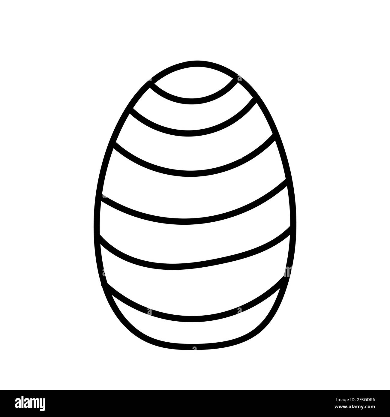 One easter egg with black line ornament on white background. Simple ...