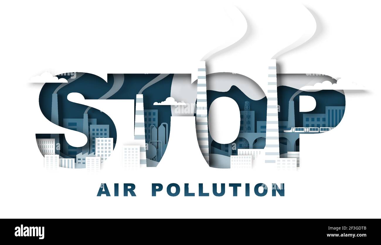 Stop air pollution typography banner template. Vector illustration in ...