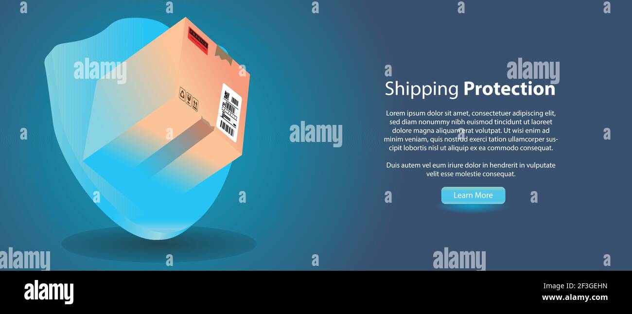 shipping protection concept. shipping box inside shiled with ...